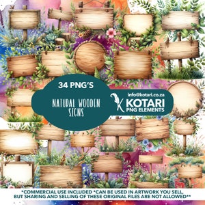 Natural Wooden Sign Board - Transparent PNG Clipart - Commercial Use - Etsy