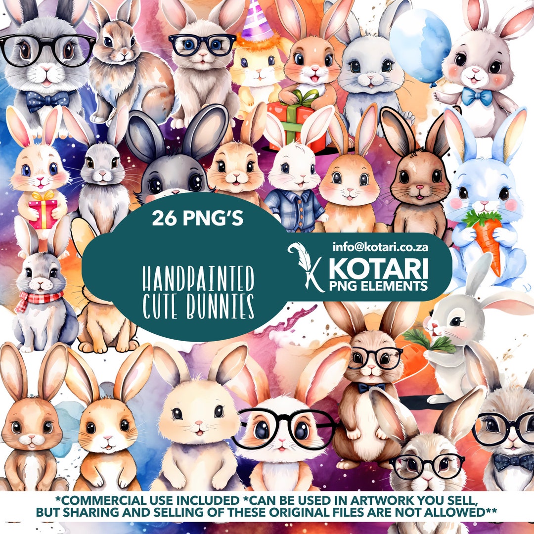 Cute Bunny - Transparent PNG Clipart - Commercial Use - Etsy