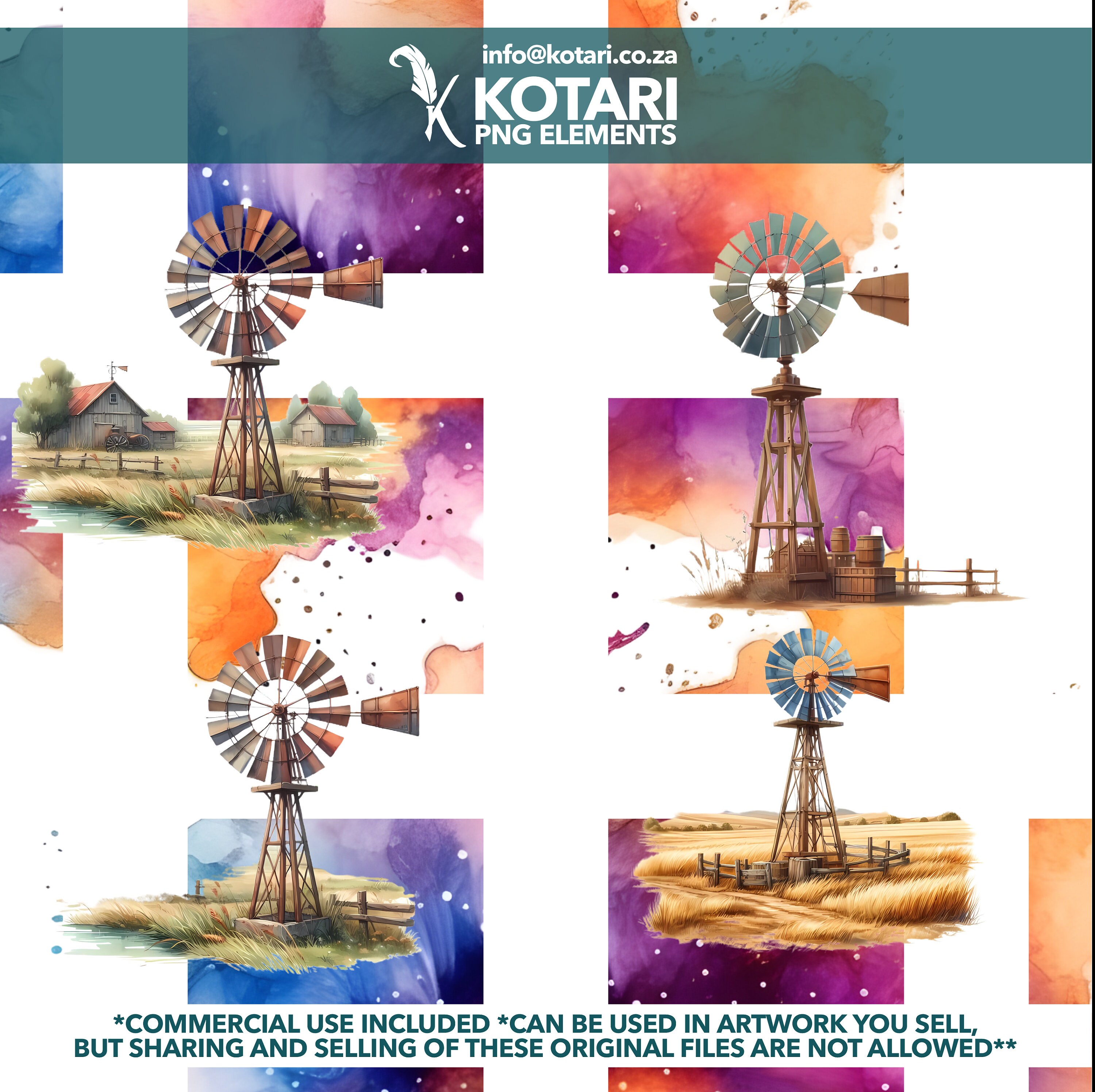 Windpump #2 - Transparent PNG Clipart - Commercial Use - Etsy