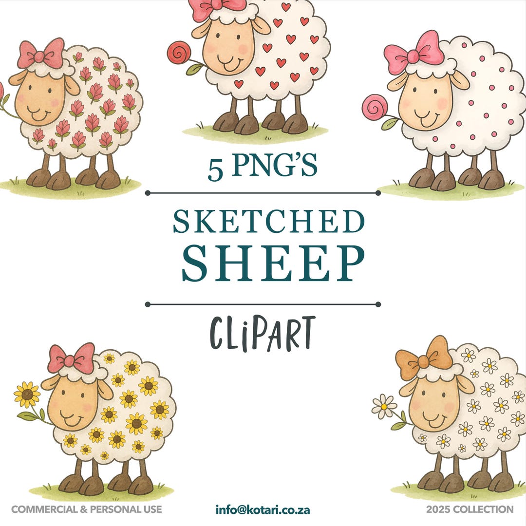 Whimsical Sheep - Transparent - PNG Clipart - Commercial Use - Etsy