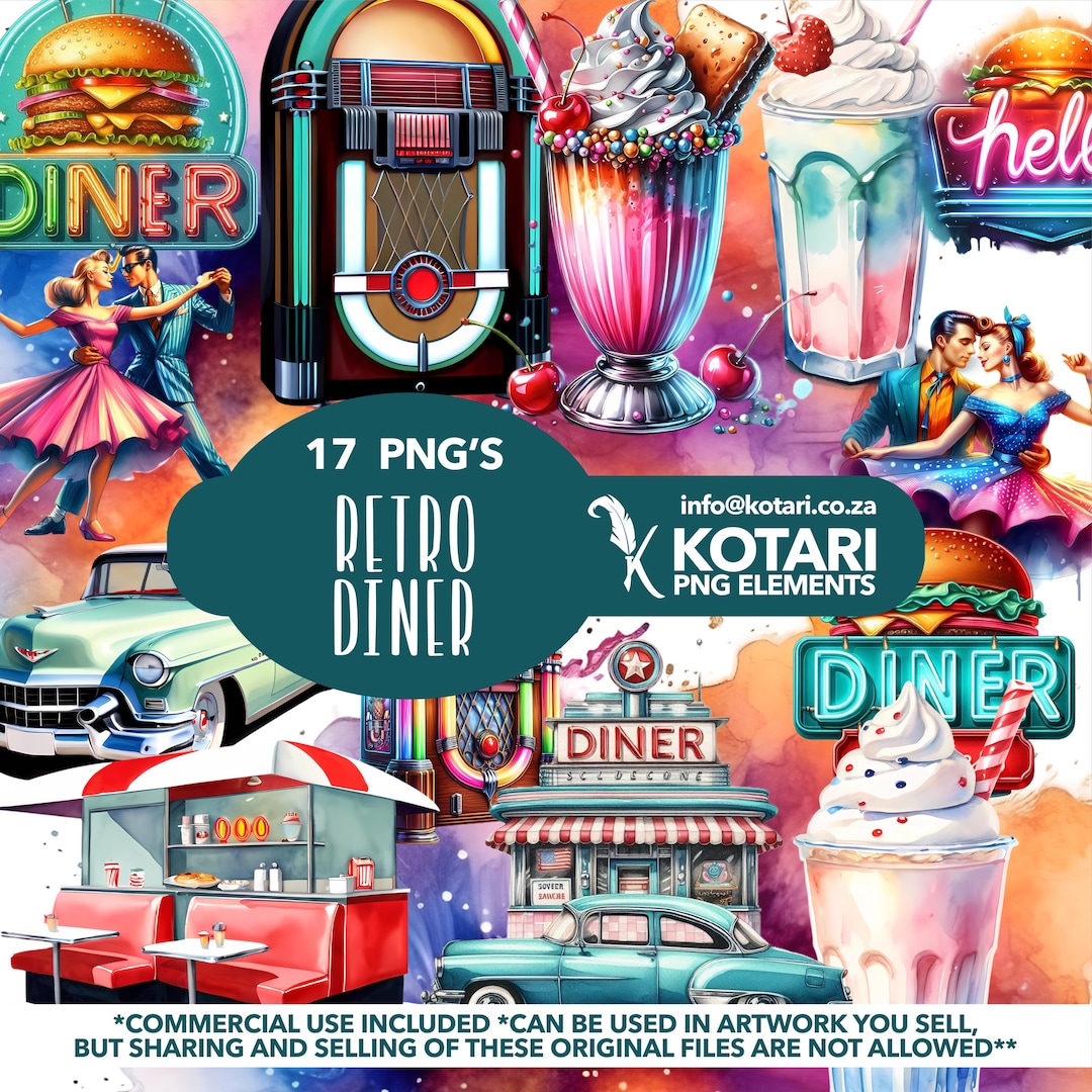 Retro Diner - Transparent PNG Clipart - Commercial Use - Etsy
