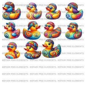 Hippie Rubber Ducks - Transparent PNG Clipart - Commercial Use - Etsy