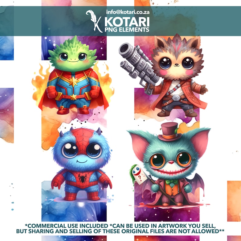 Superhero Monsters Transparent PNG Clipart Commercial Use - Etsy