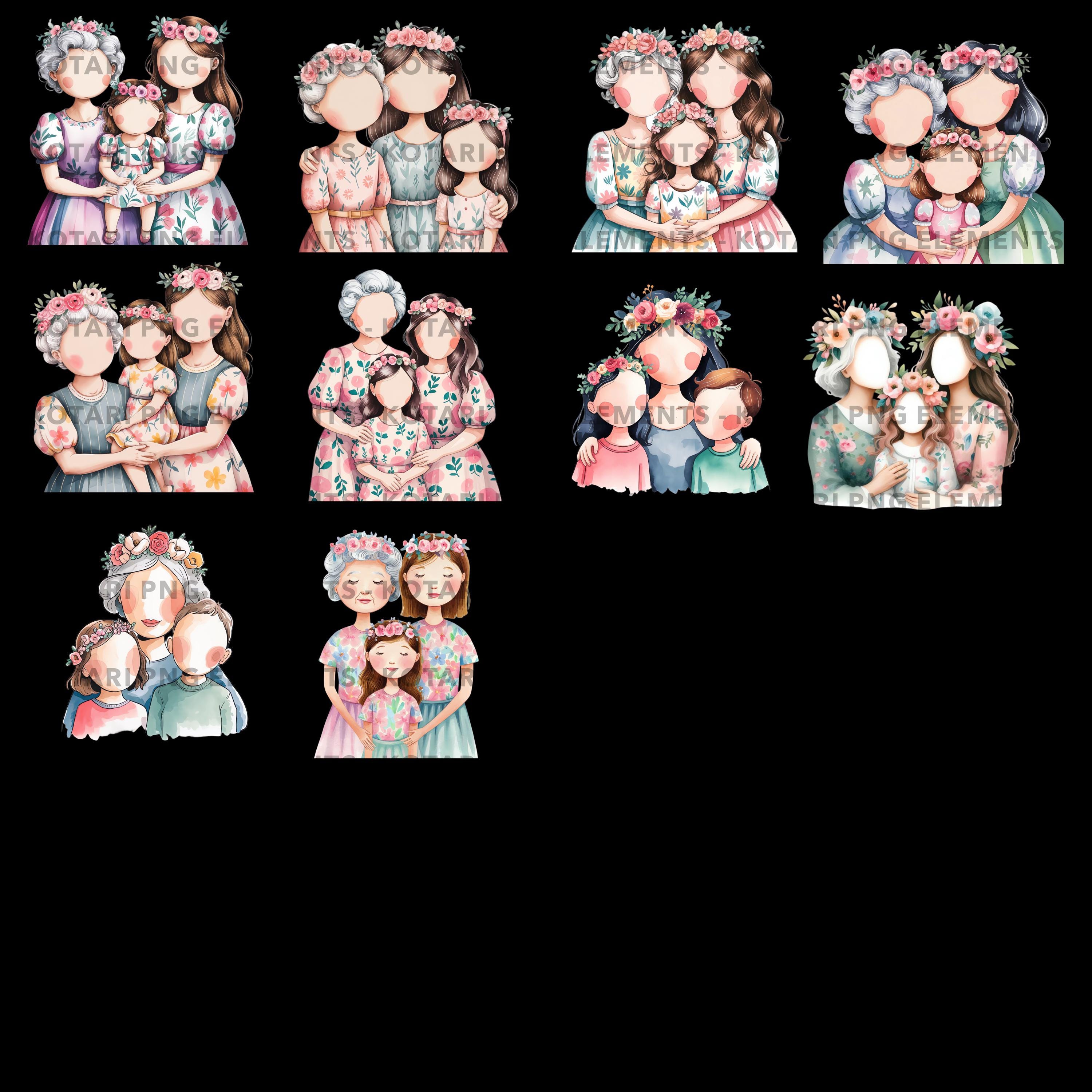Whimsical Faceless Family - Transparent PNG Clipart - Commercial Use - Etsy