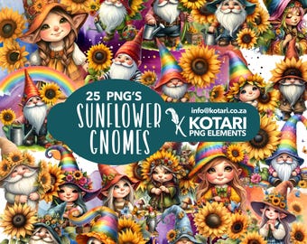 Sunflower Gnomes - PNG Clipart - Commercial Use - Etsy
