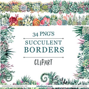 Succulent Borders - Transparent PNG Clipart - Commercial Use - Etsy