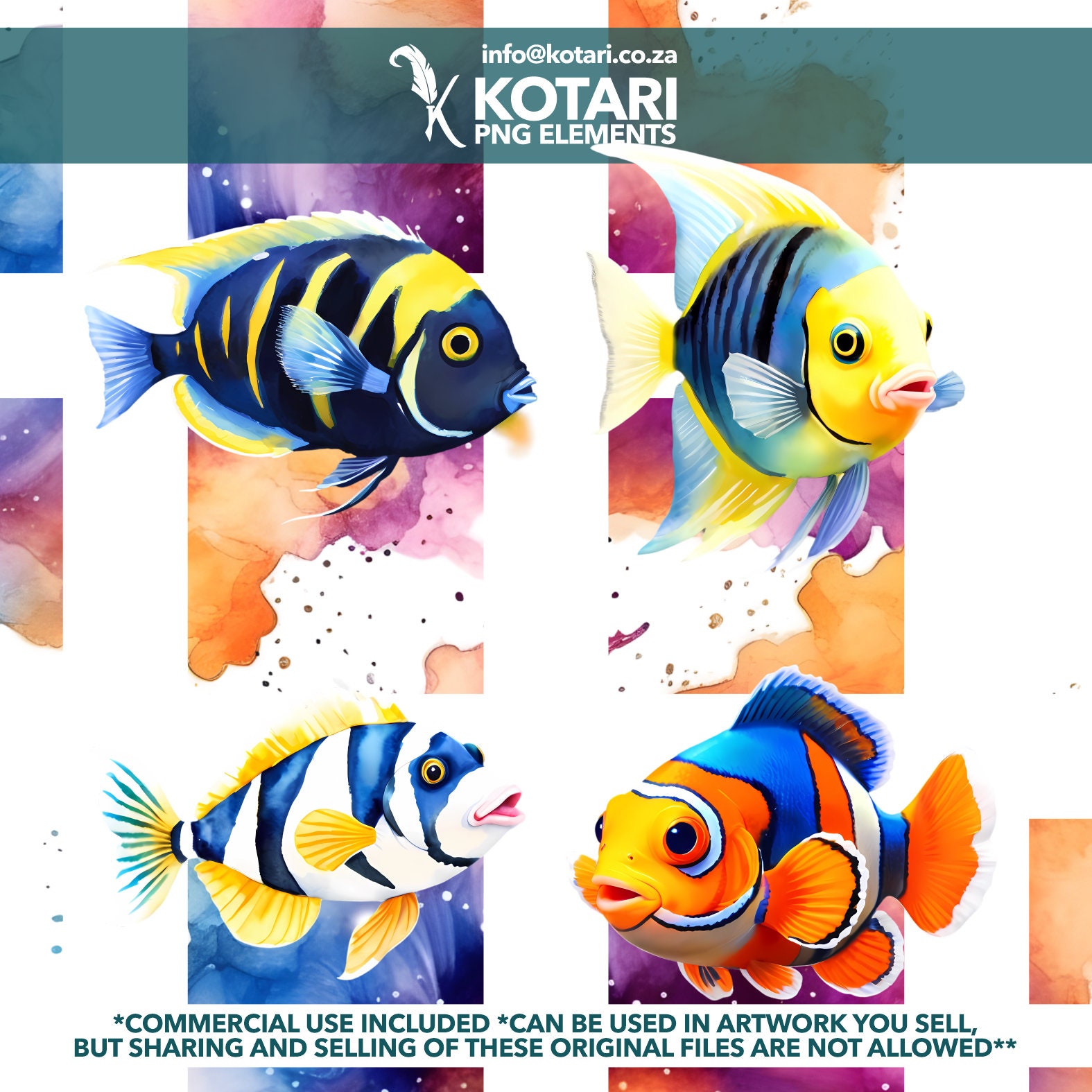 Mixed Coral Reef Fish Transparent PNG Clipart Commercial Use - Etsy