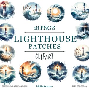 Lighthouse Patches - Transparent PNG Clipart - Commercial Use - Etsy