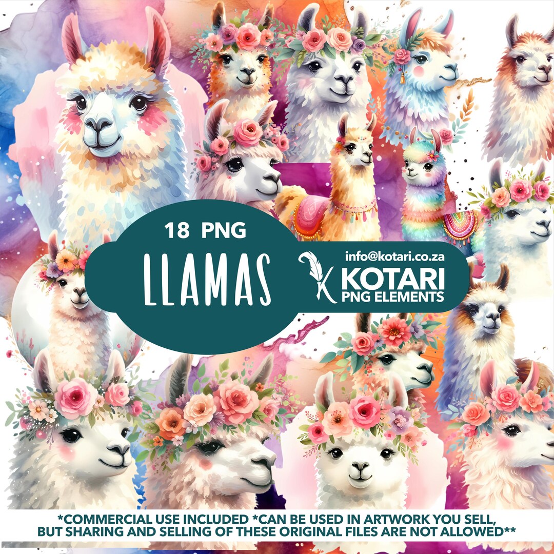 Llamas - Transparent PNG Clipart - Commercial Use - Etsy