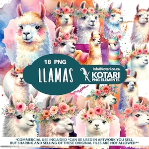 Llamas - Transparent PNG Clipart - Commercial Use - Etsy