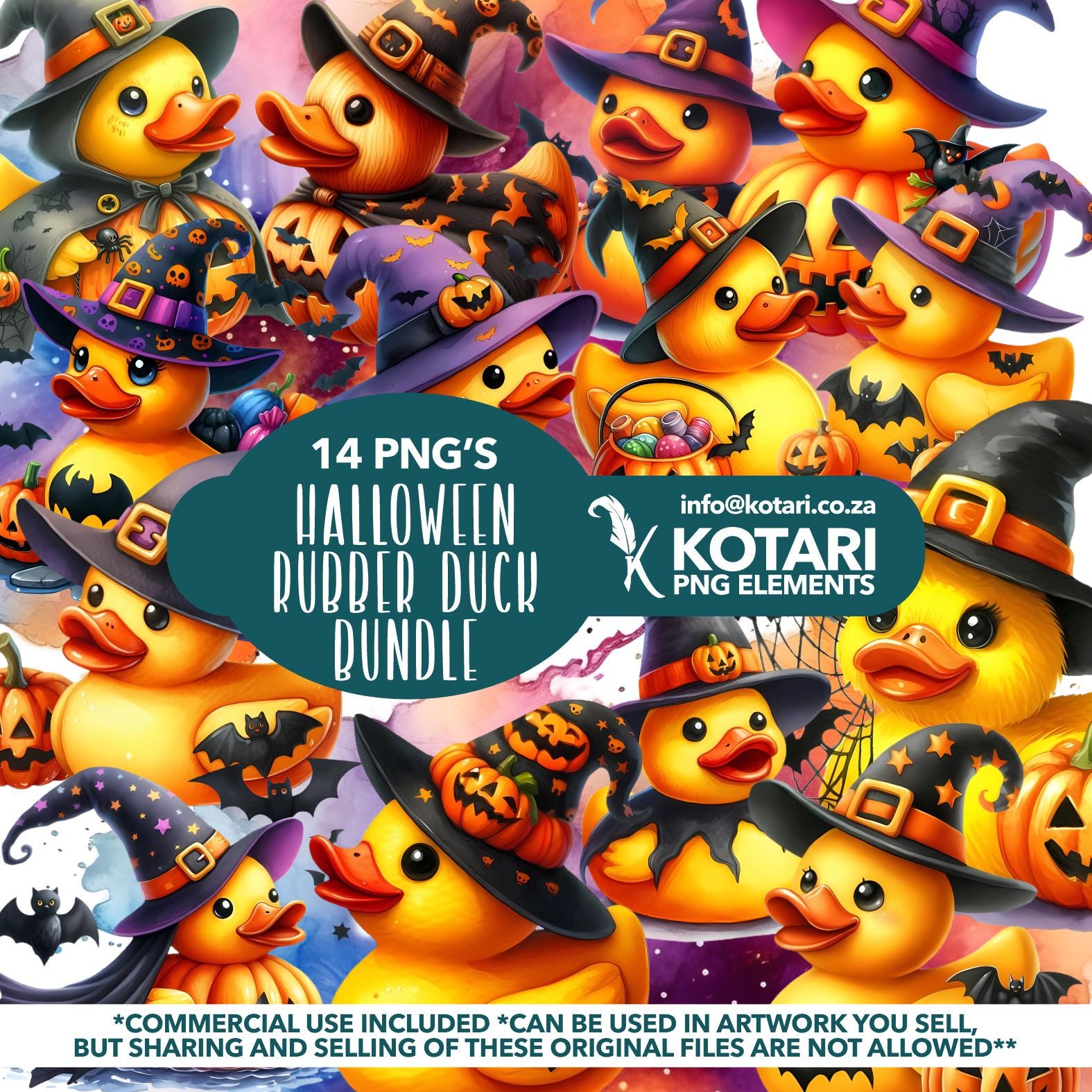 Halloween Rubber Ducks - Transparent PNG Clipart - Commercial Use - Etsy