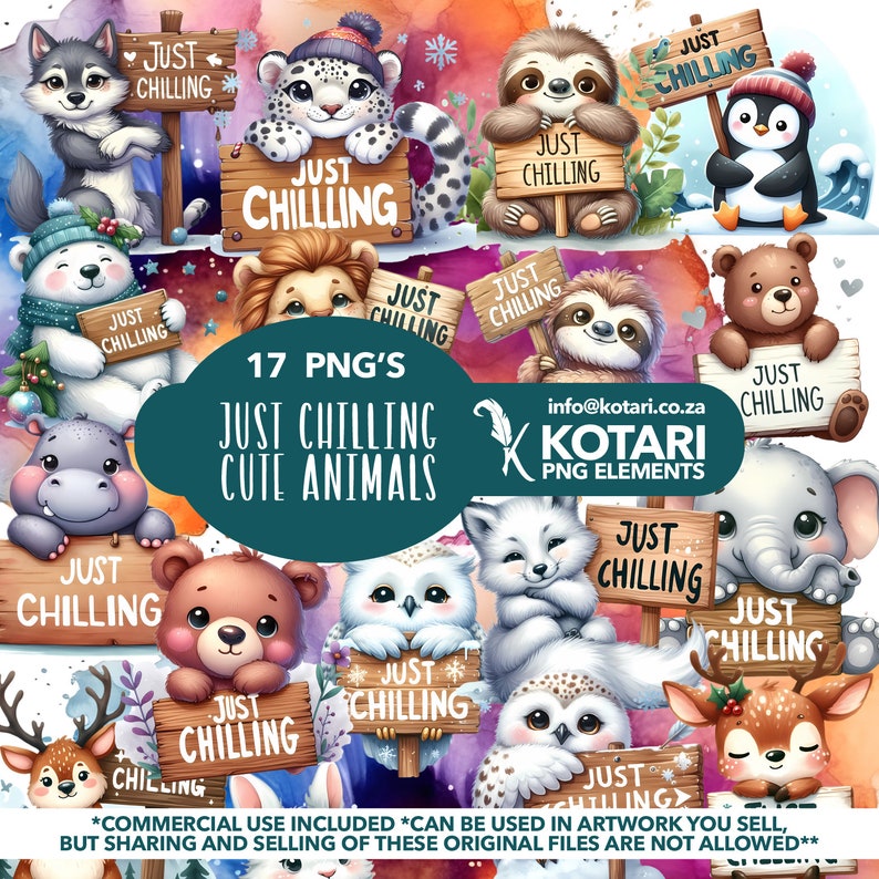 Cute Chilling Animals PNG Clipart – Commercial Use - Etsy