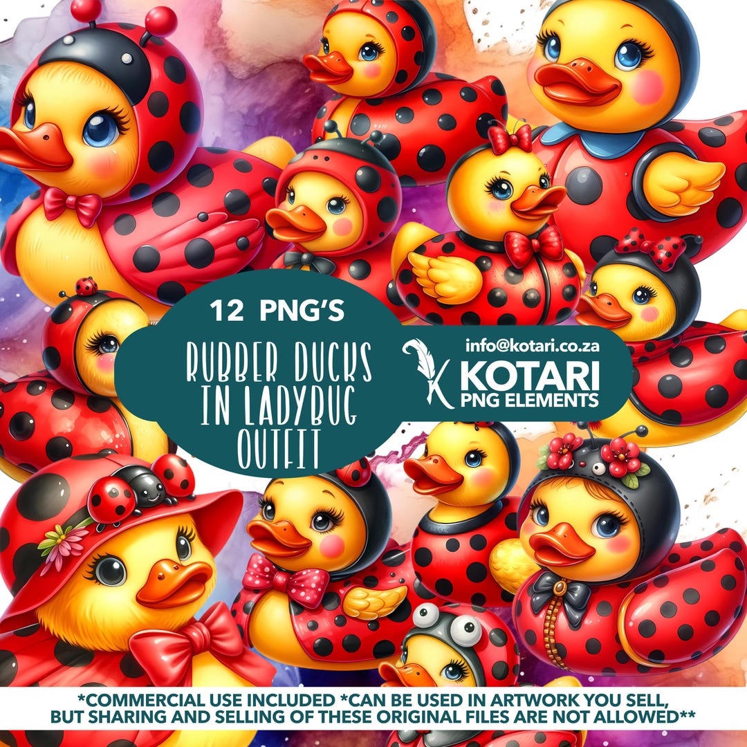 Rubber Ducks With Ladybug Outfits - Transparent PNG Clipart ...