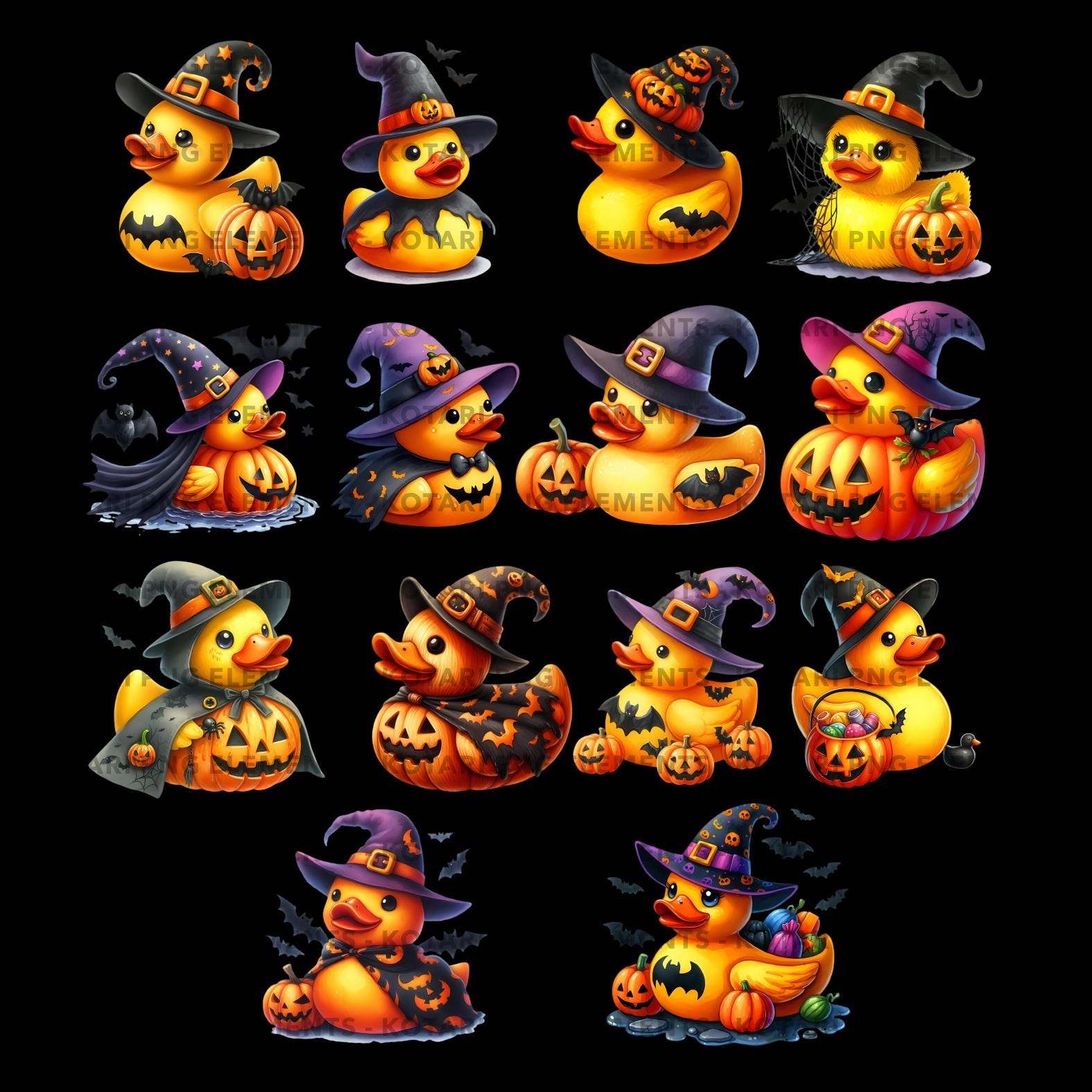 Halloween Rubber Ducks - Transparent PNG Clipart - Commercial Use - Etsy