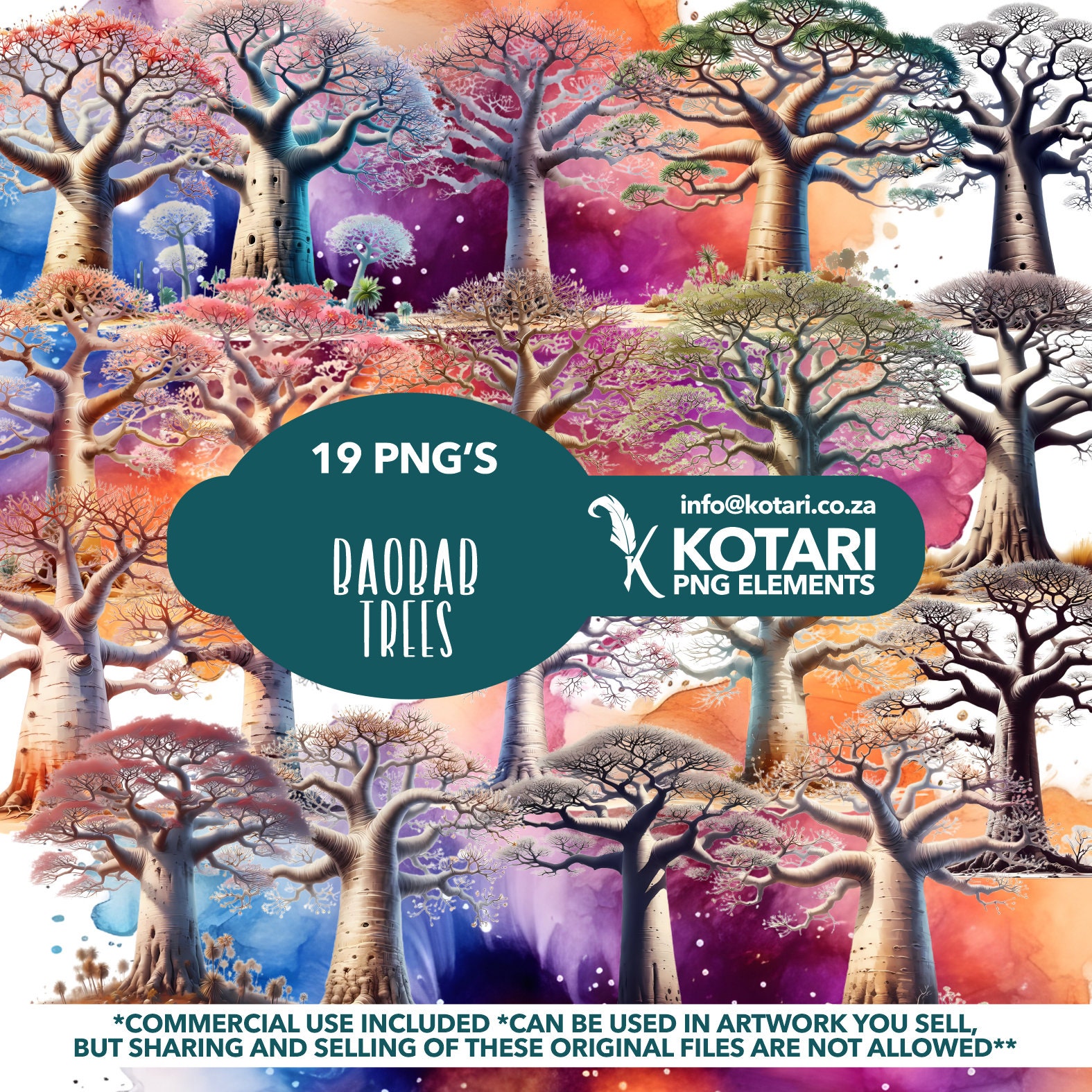 Baobab Trees Transparent PNG Clipart Commercial Use - Etsy