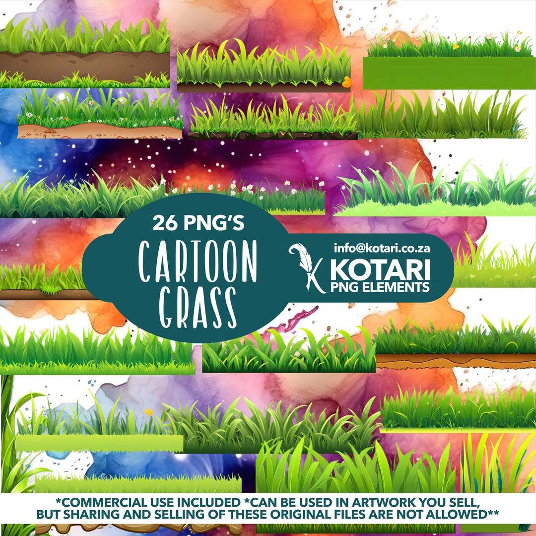 Cartoon Grass - Transparent PNG Clipart - Commercial Use - Etsy