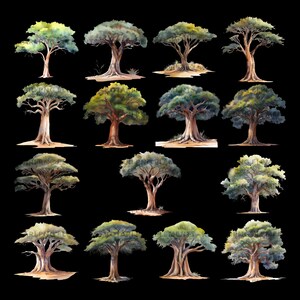Bush Trees - Transparent PNG Clipart - Commercial Use - Etsy
