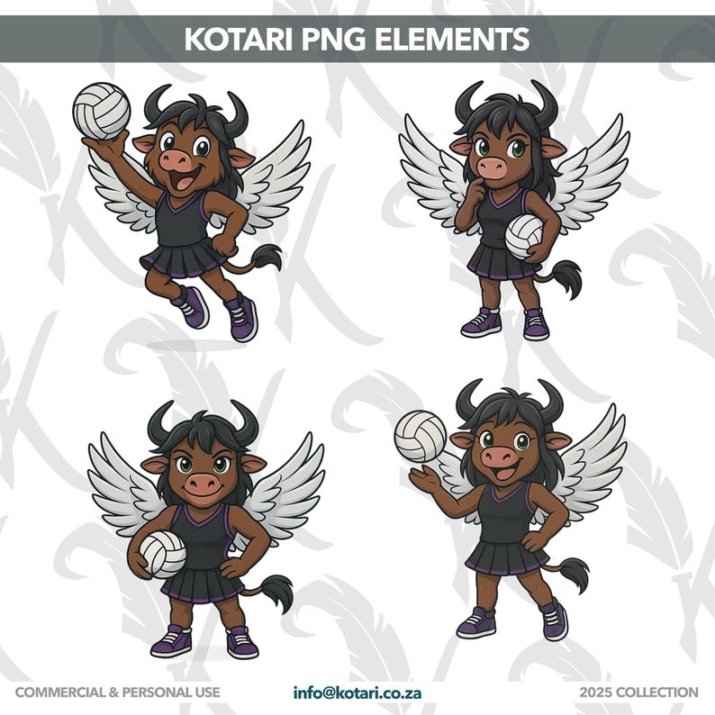 Buffalo Netball Mascot - Transparent PNG Clipart - Commercial Use - Etsy