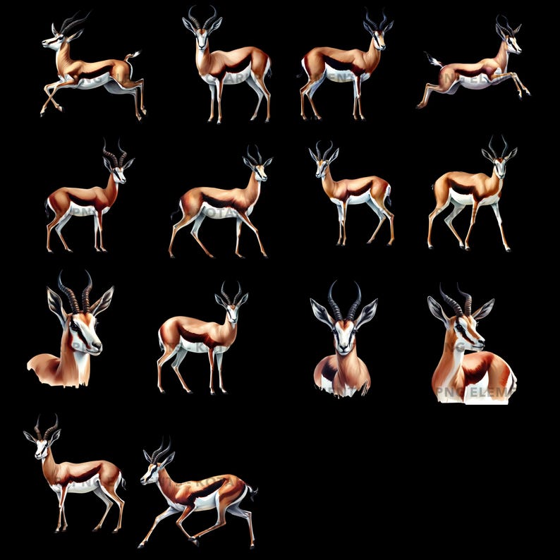 Springboks - Transparent PNG Clipart - Commercial Use - Etsy