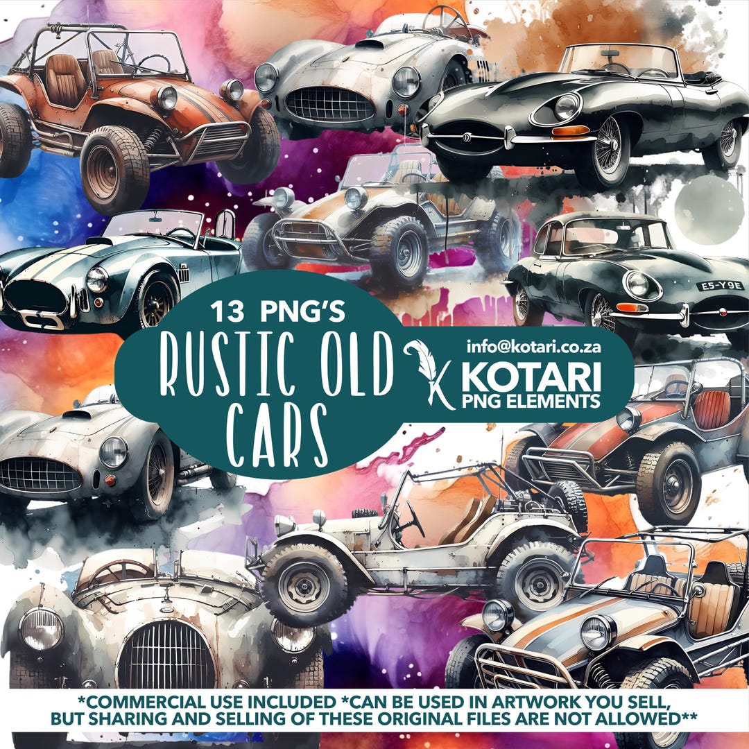 Rustic Old Cars Transparent PNG Clipart Commercial Use - Etsy