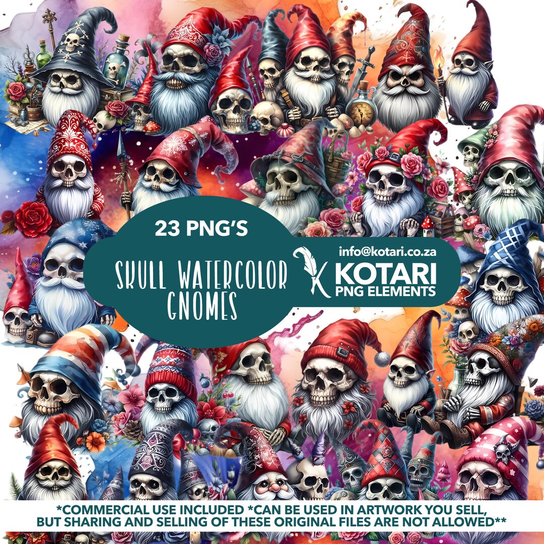 Skull Gnomes - Transparent PNG Clipart - Commercial Use - Etsy