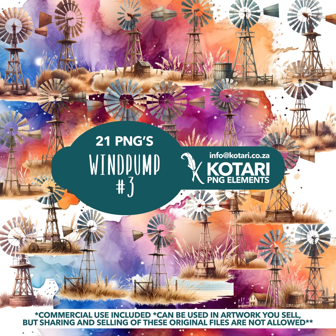 Windpump #3 - Transparent PNG Clipart - Commercial Use - Etsy