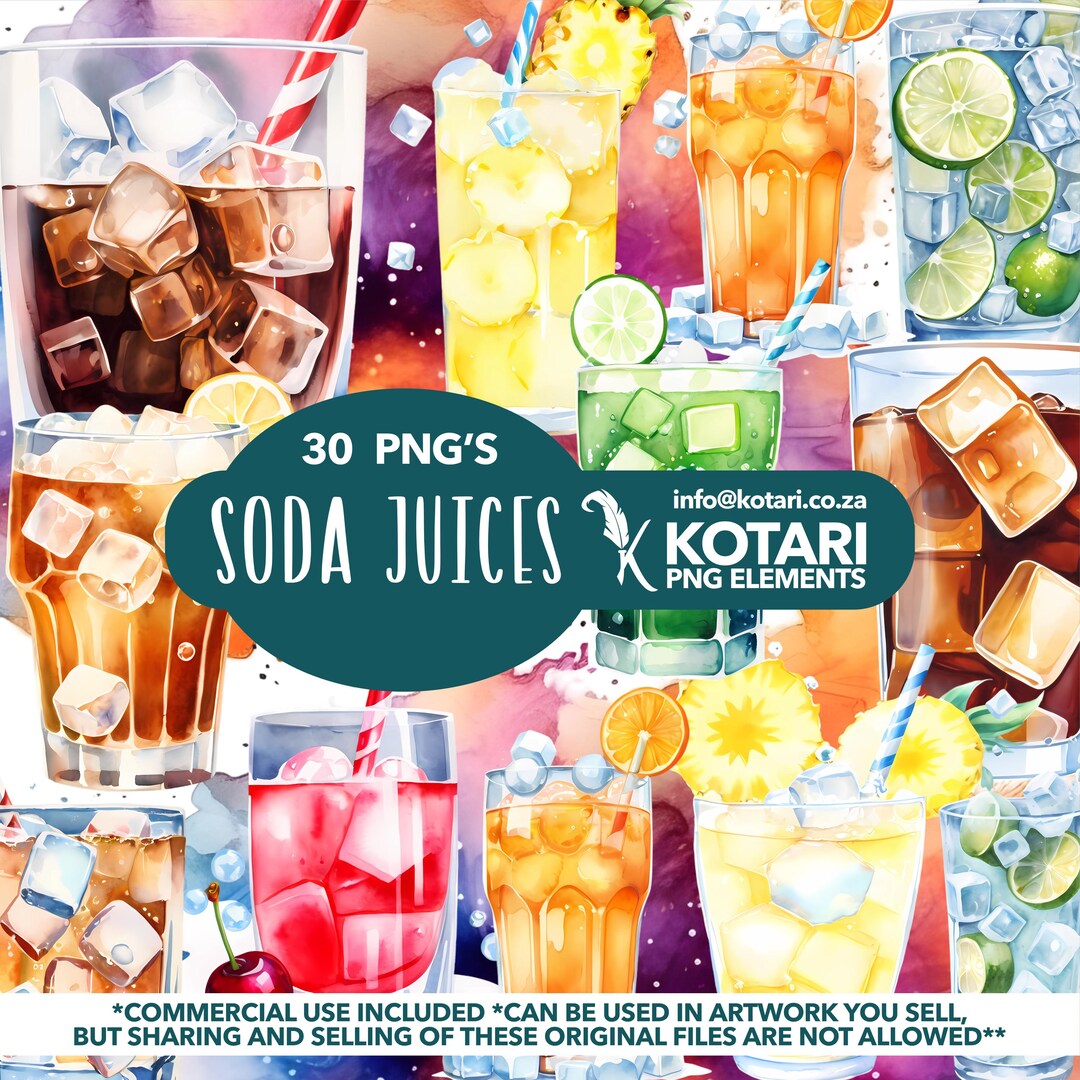 Soda Juices - Transparent PNG Clipart - Commercial Use - Etsy
