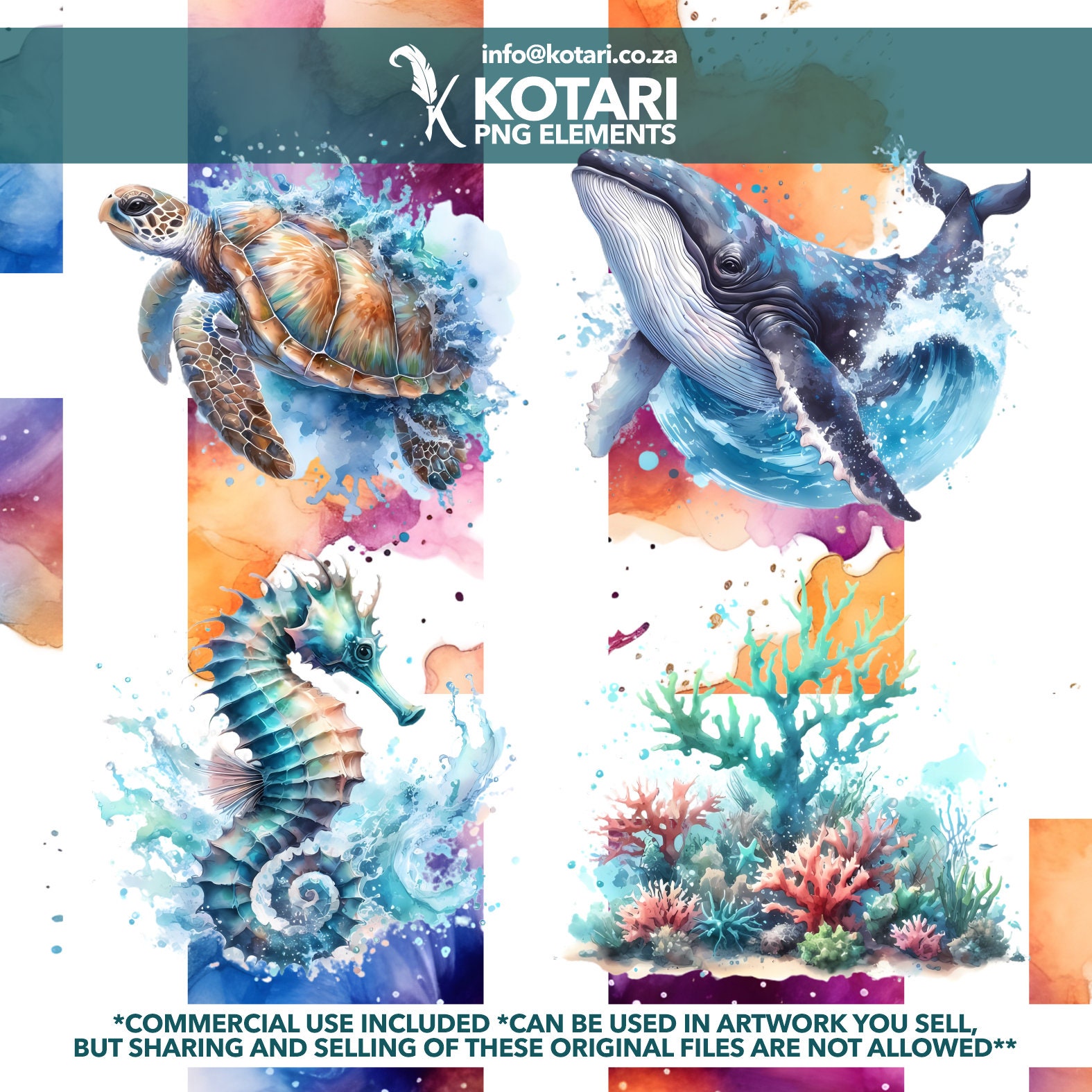 Sea Creatures Transparent PNG Clipart Commercial Use - Etsy