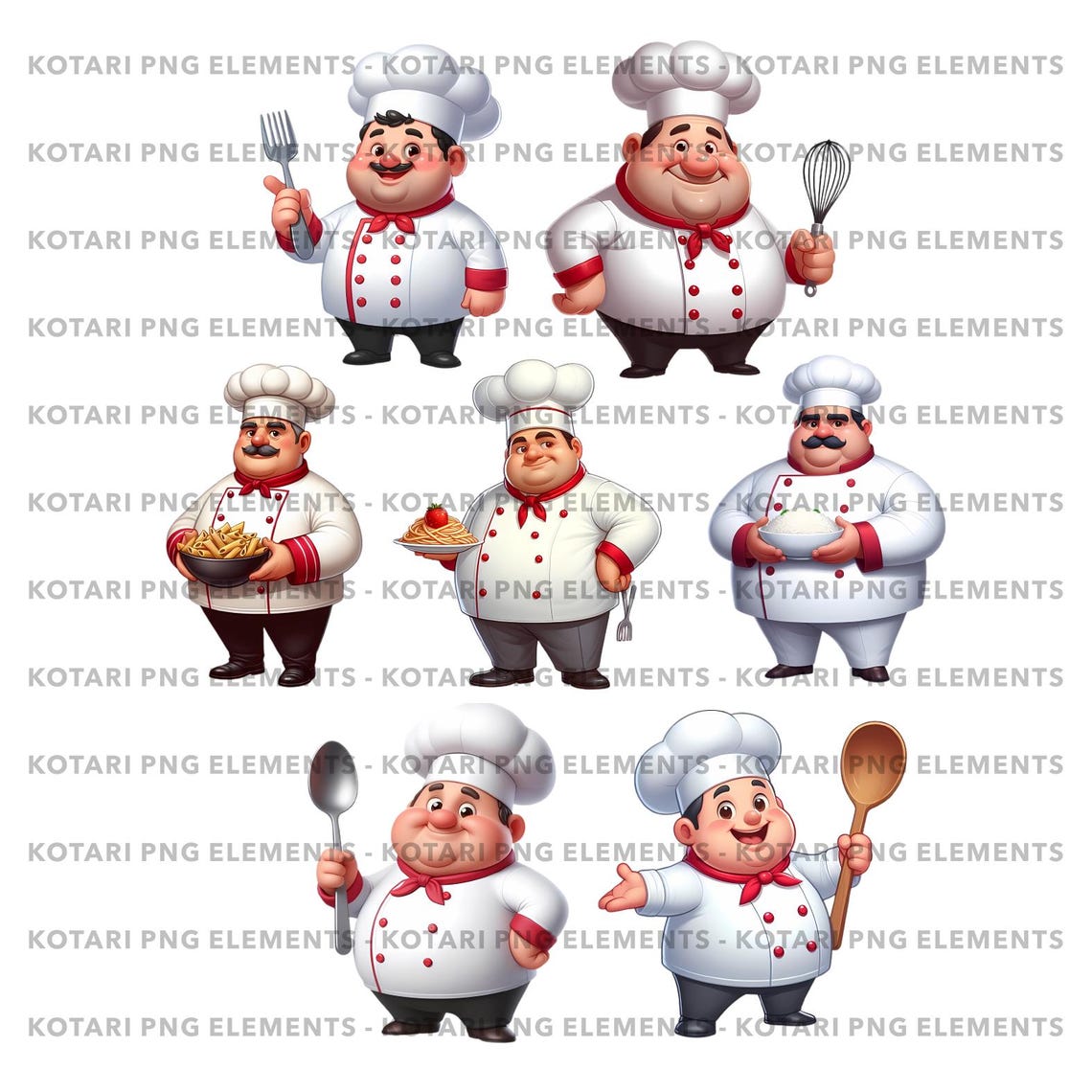 Fat Chef Spoon Food - Transparent PNG Clipart - Commercial Use - Etsy