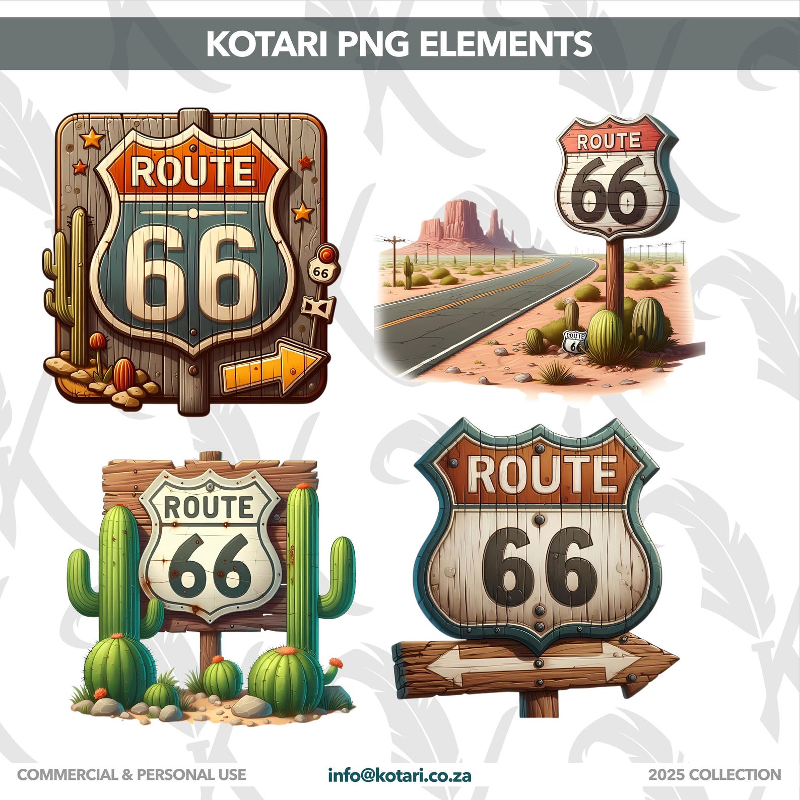 Route 66 Signs - Transparent PNG Clipart - Commercial Use - Etsy