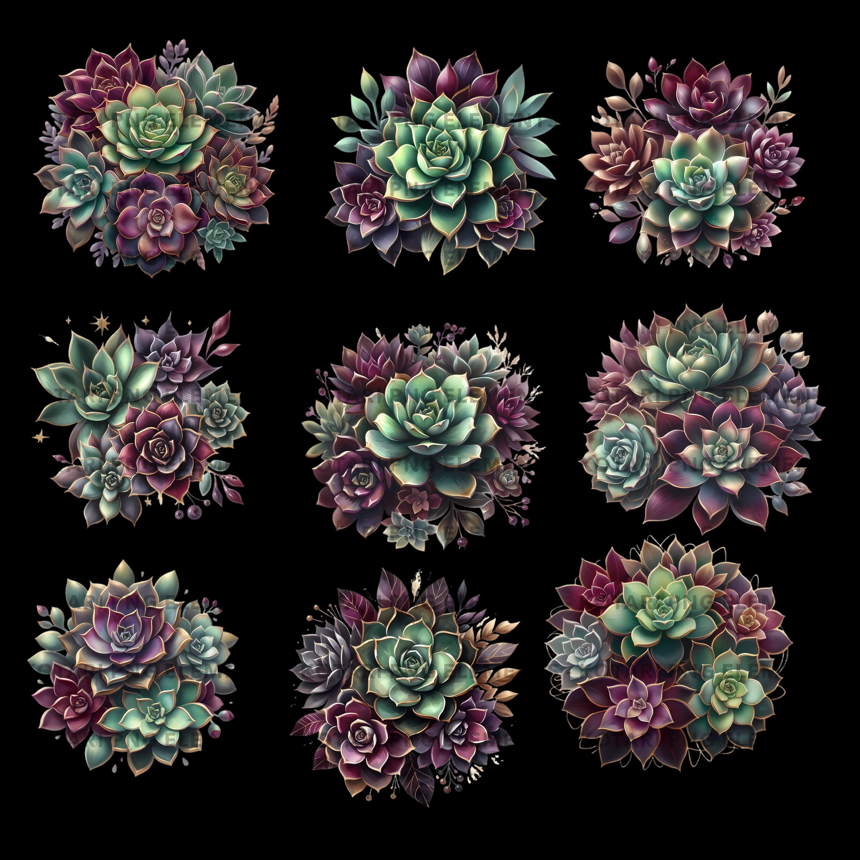 Succulent Clusters - Transparent PNG Clipart - Commercial Use - Etsy