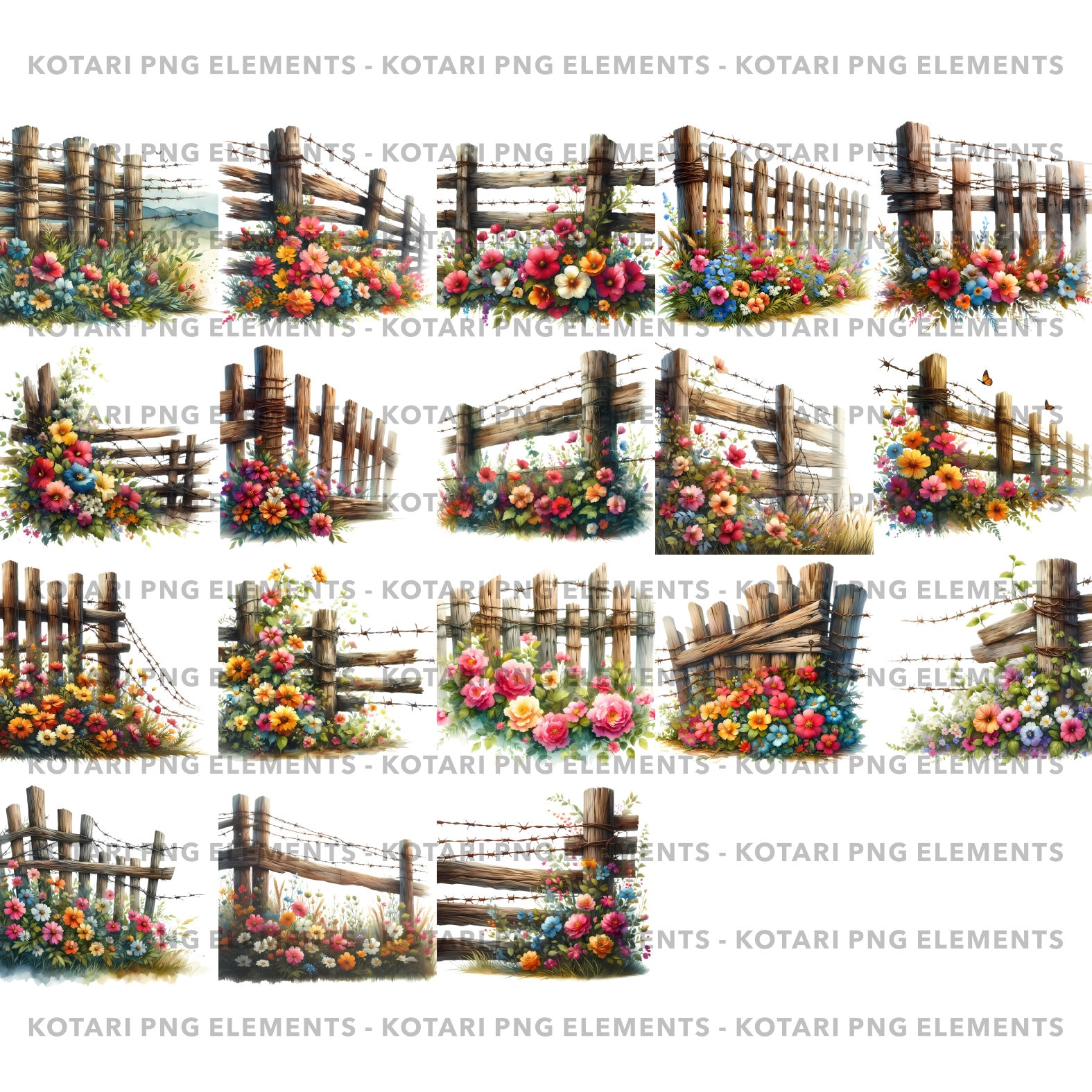 Spring Fence - Transparent PNG Clipart - Commercial Use - Etsy