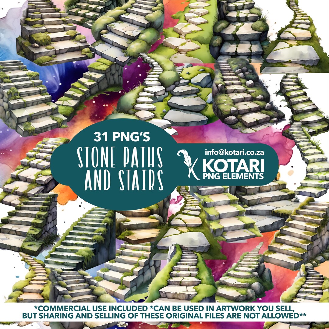 Stone Path and Stairs - Transparent PNG Clipart - Commercial Use - Etsy