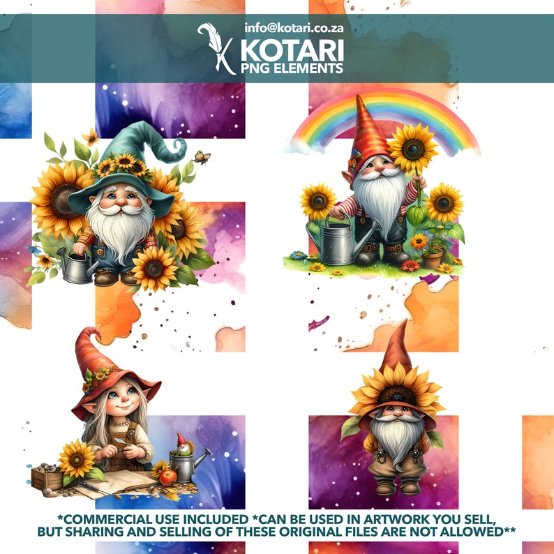 Sunflower Gnomes PNG Clipart Commercial Use - Etsy