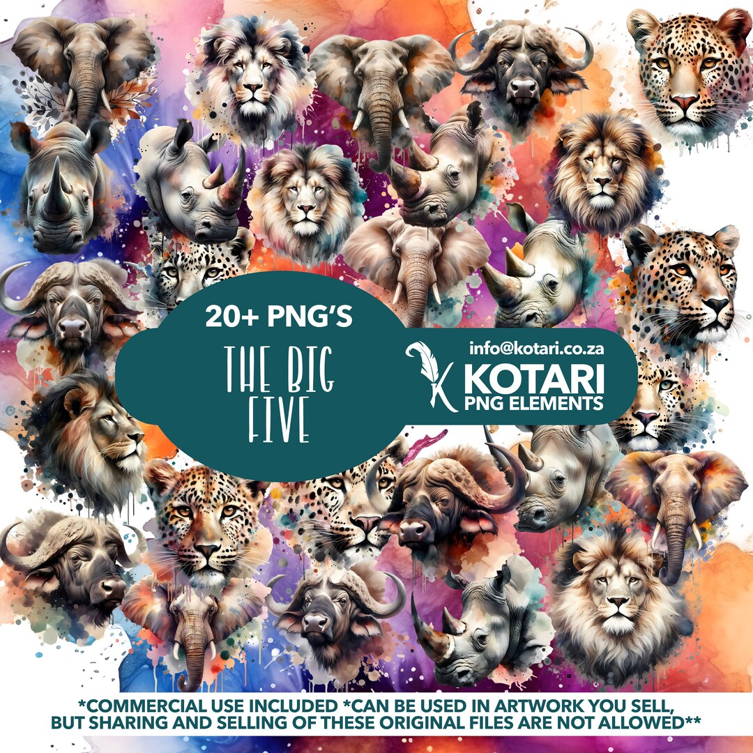 The Big 5 - Big Five - - Transparent PNG Clipart - Commercial Use - Etsy