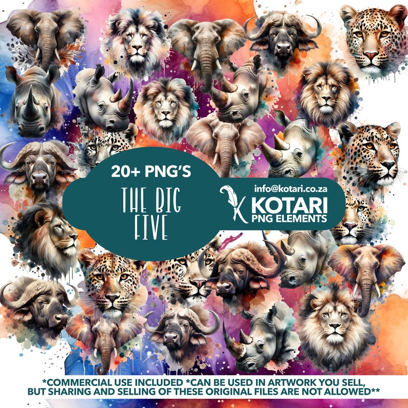 The Big 5 - Big Five - - Transparent PNG Clipart - Commercial Use - Etsy