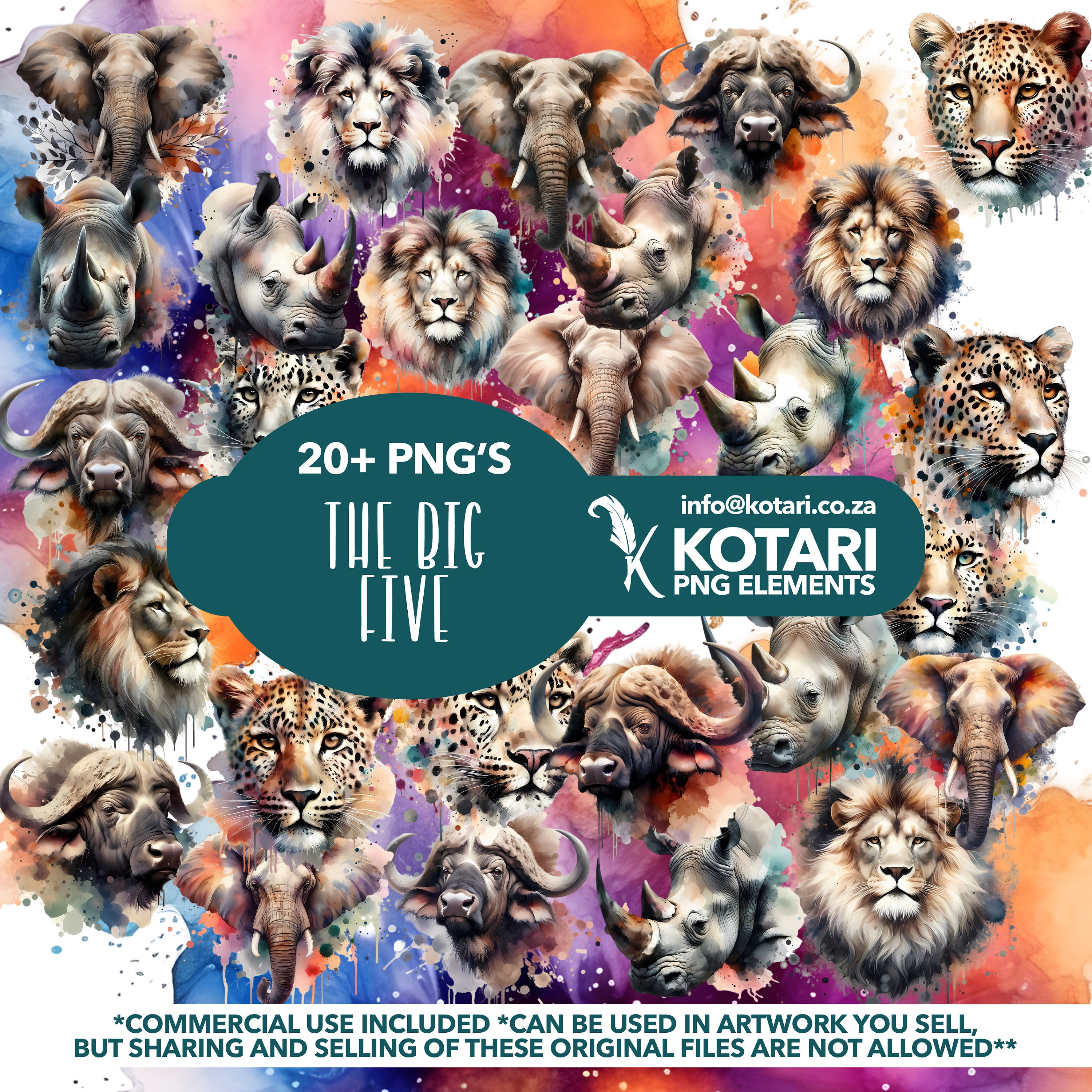 The Big Five Transparent PNG Clipart Commercial Use - Etsy Australia