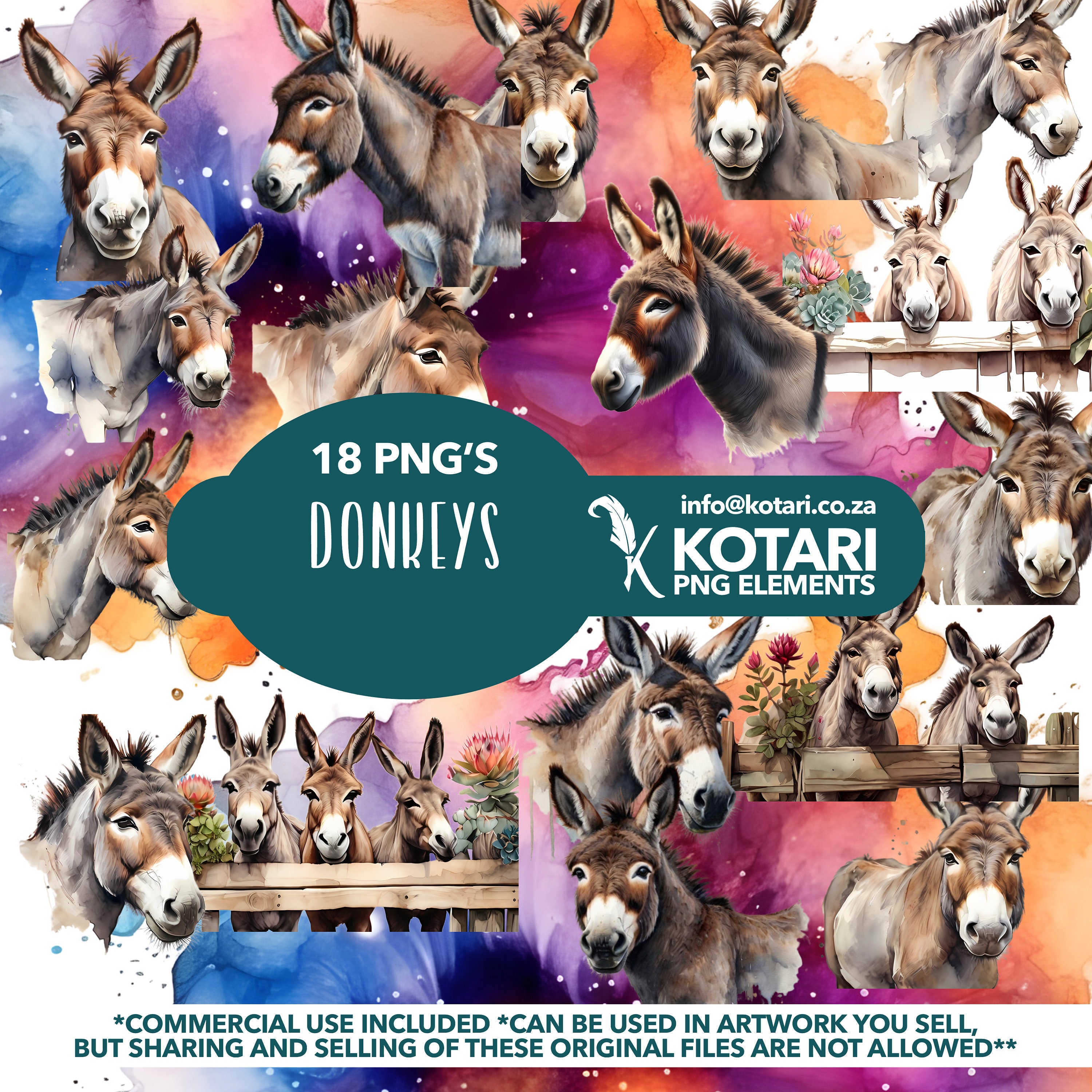 Donkeys - Transparent PNG Clipart - Etsy