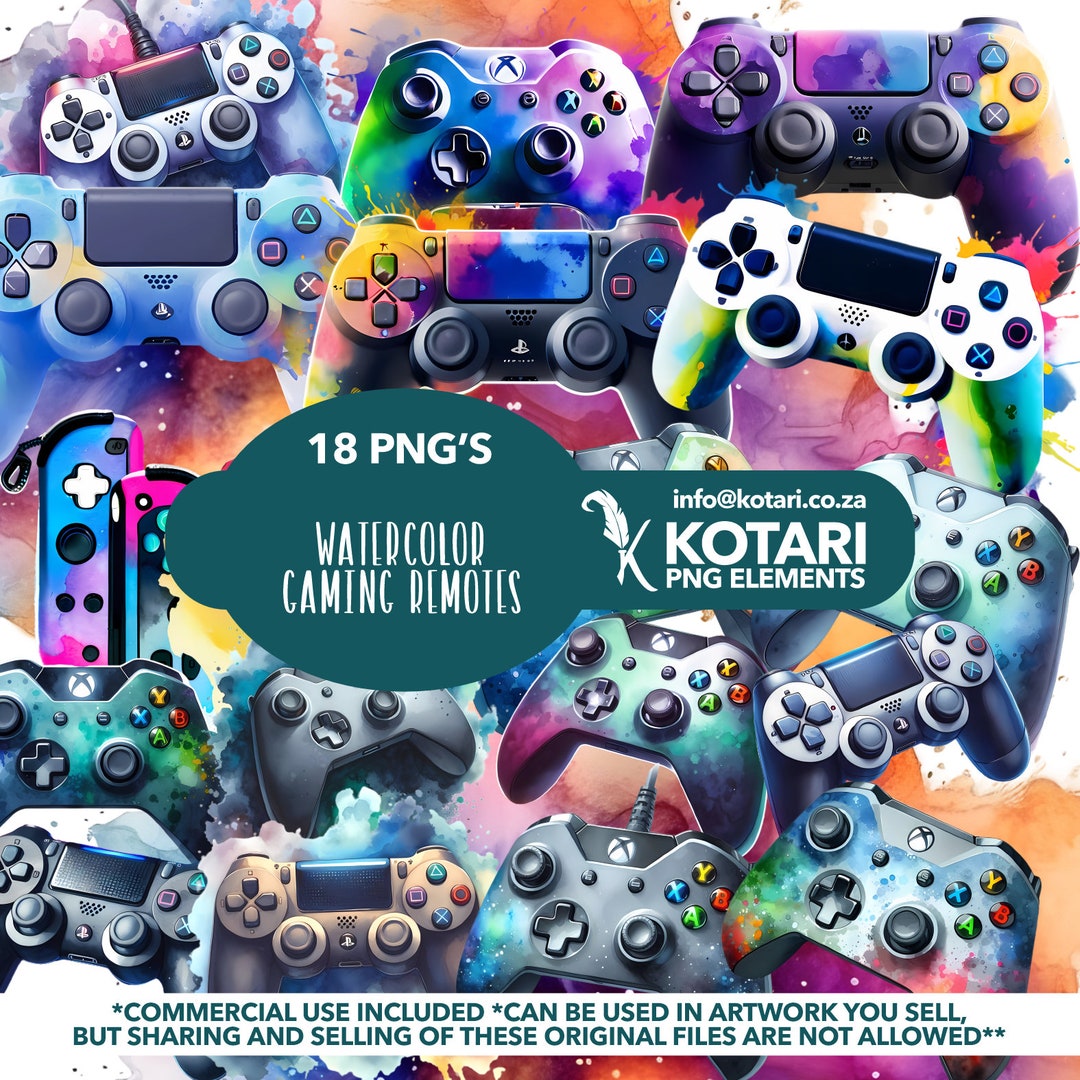 Gaming Remotes - Transparent PNG Clipart - Commercial Use - Etsy