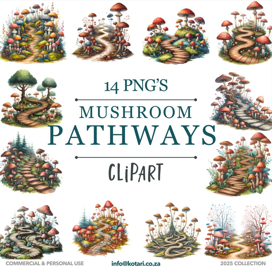 Mushroom Pathways - Transparent PNG Clipart - Commercial Use - Etsy