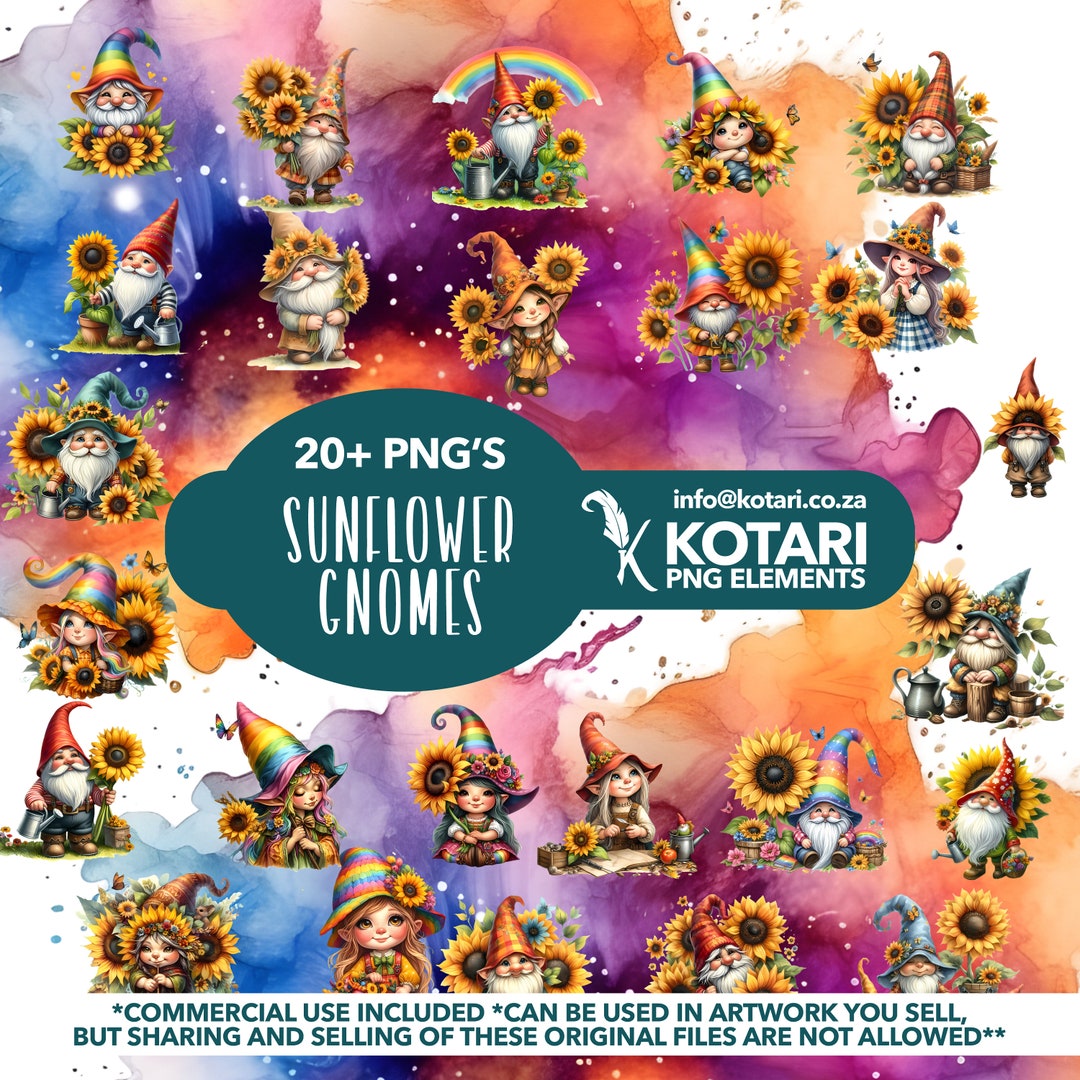Sunflower Gnomes PNG Clipart Commercial Use - Etsy