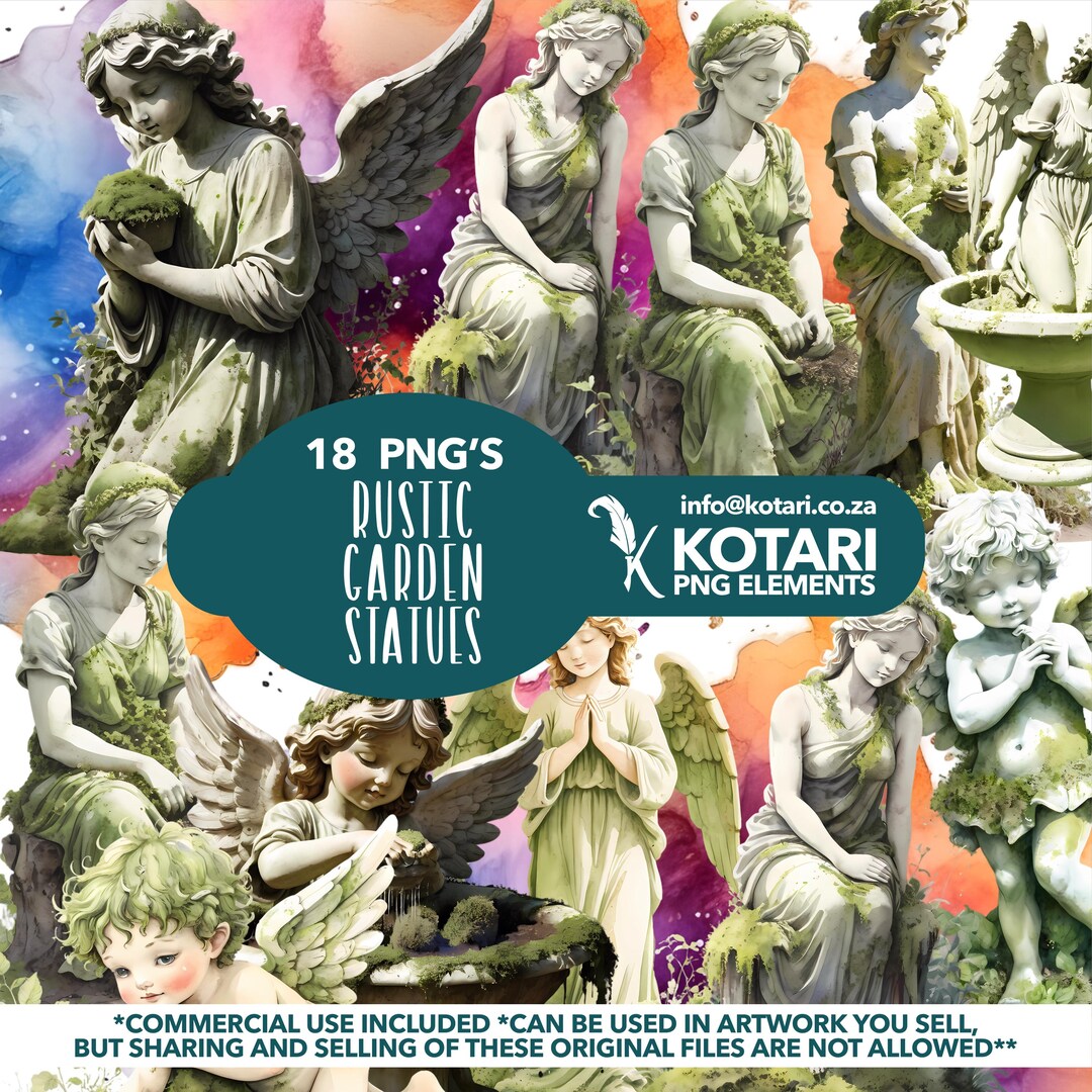 Rustic Garden Statues - Transparent PNG Clipart - Commercial Use - Etsy