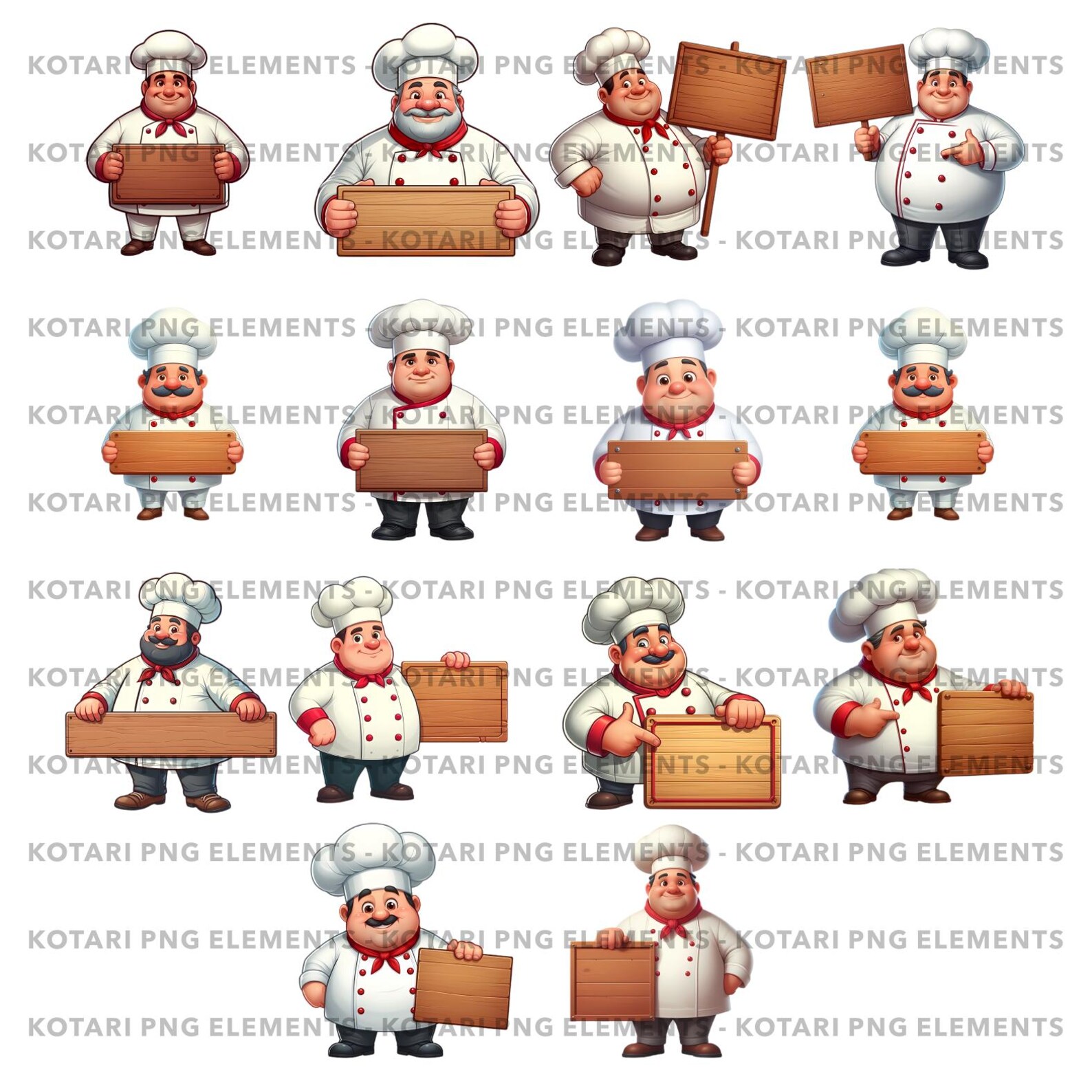 Fat Chef With Signs - Transparent PNG Clipart - Commercial Use - Etsy