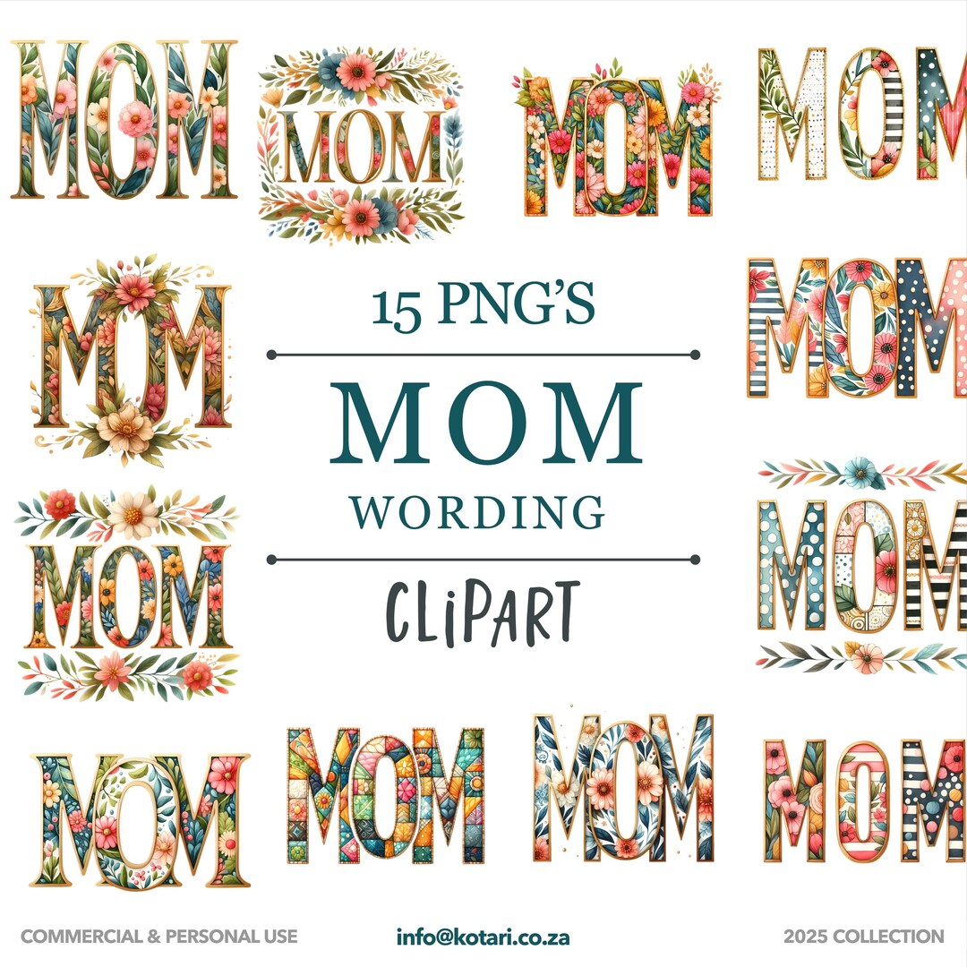 Mom Wording - Transparent PNG Clipart - Commercial Use - Etsy