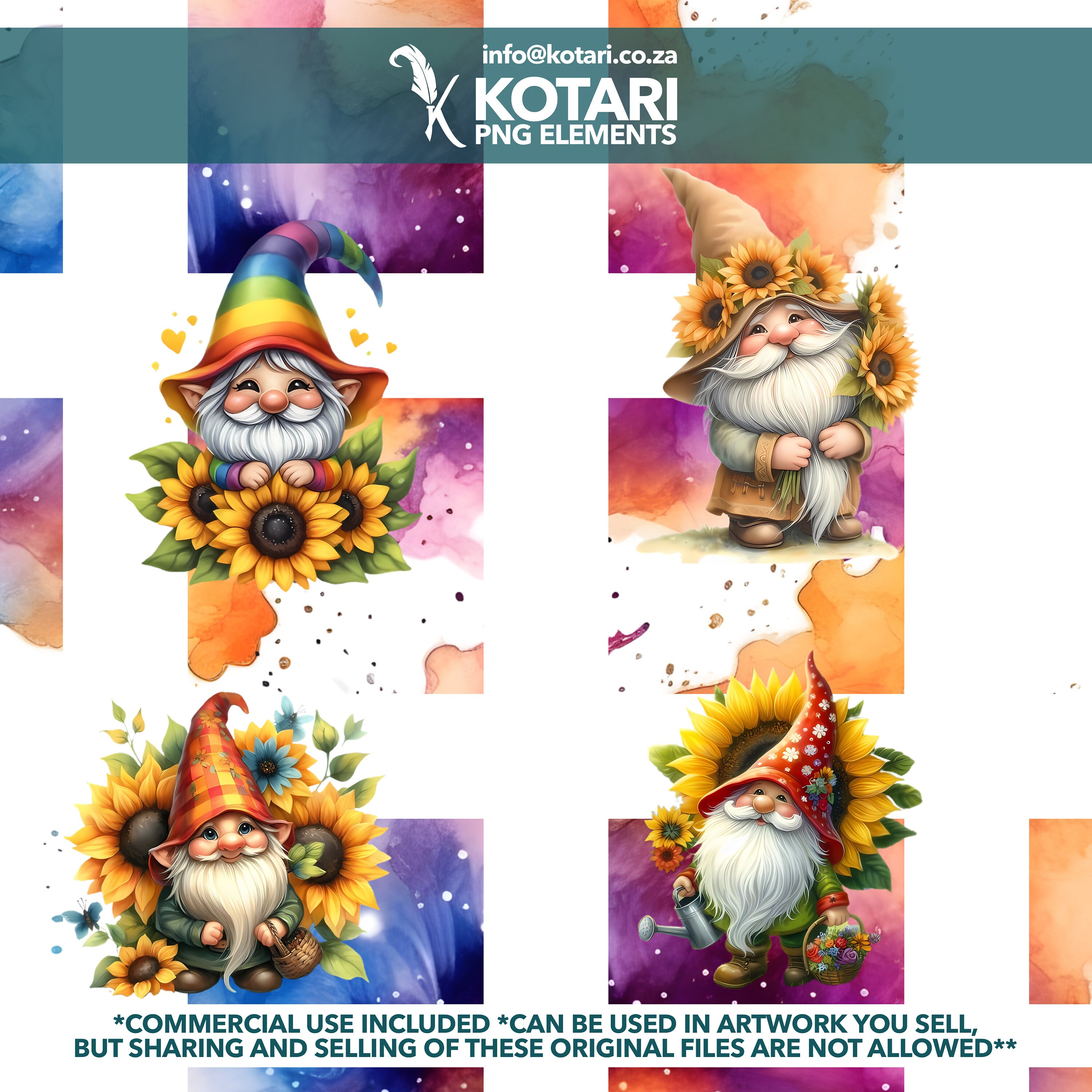 Sunflower Gnomes PNG Clipart Commercial Use - Etsy