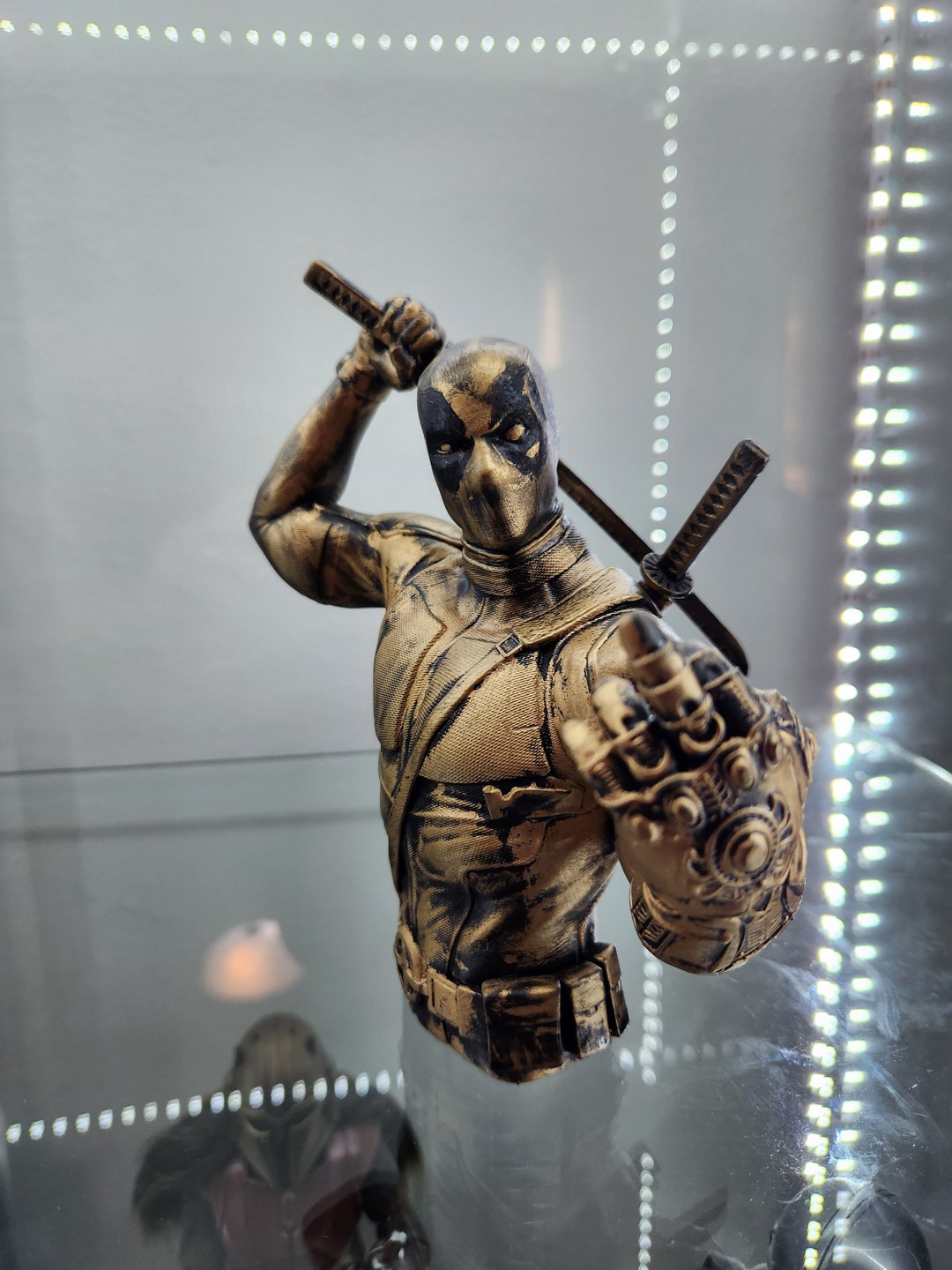 Deadpool With the Infinity Gauntlet Resin Statue Flipping the - Etsy