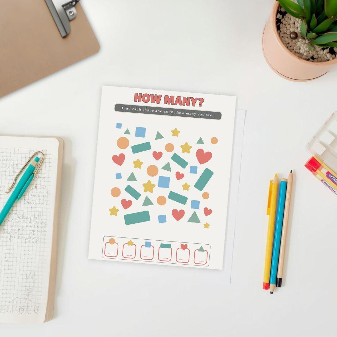 How Many Shapes Worksheet | Find & Count Printable | Preschool Math ...