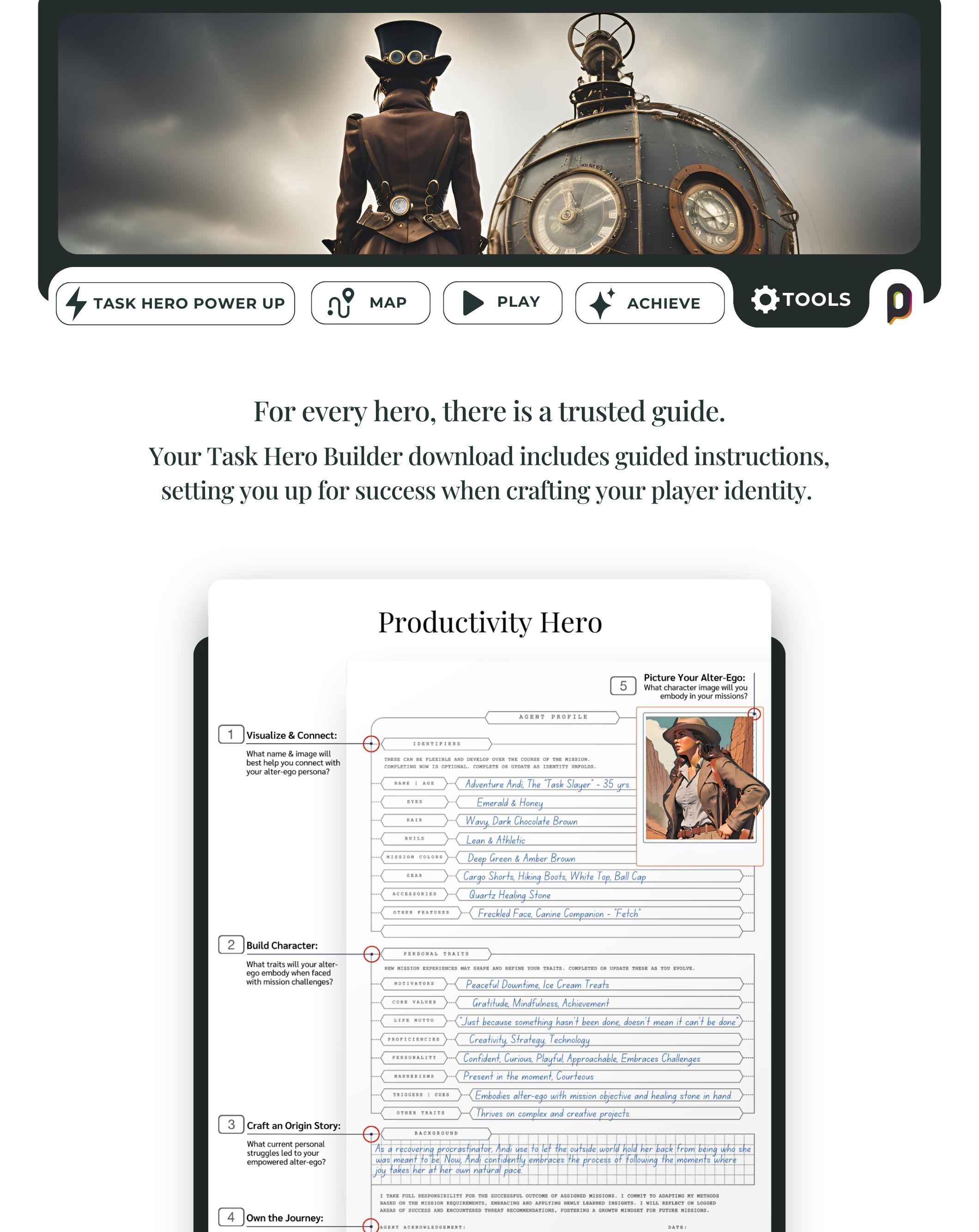 Task Hero Builder PDF | Alter Ego Character Printable | Productivity ...