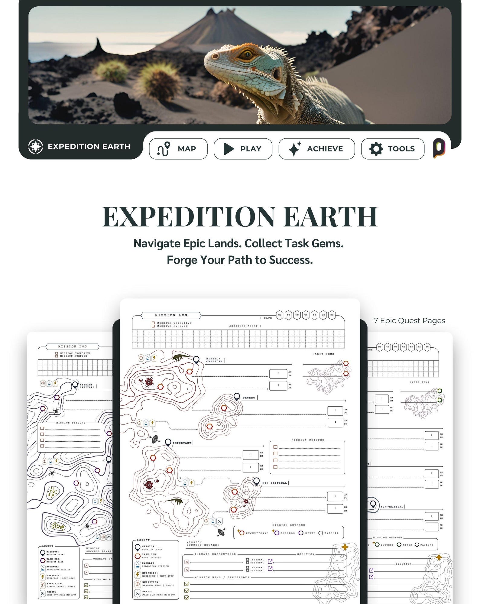 Gamified Daily Digital Planner PDF | Printable Daily Planner Template ...