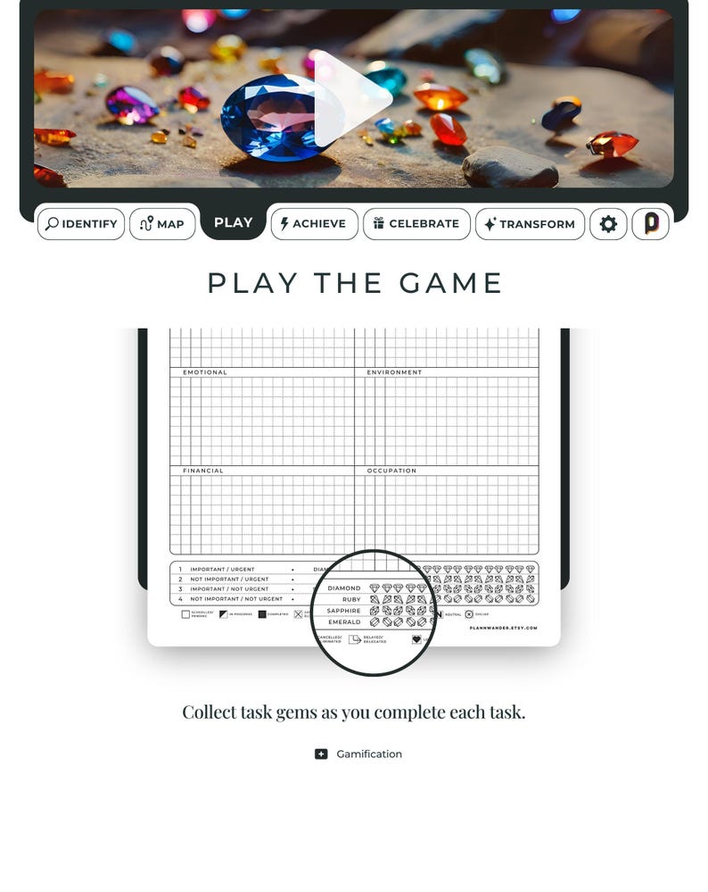 Gamified Brain Dump Templates | Task Gems, ADHD Planner (digital ...